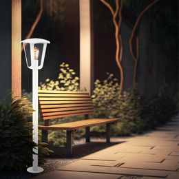 etc-shop Stehlampe Laterne Außenlampe, Retro Wegeleuchte Terrassenlampe wetterfest Gartenleuchte, Aluminium, weiß, 1x E27 Fassung, LxBxH 23x23x99,5cm