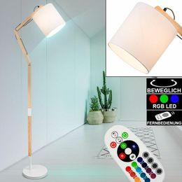 etc-shop - Holz Steh Leuchte verstellbar Wohn Zimmer fernbdienung Lampe dimmbar im Set inkl. rgb led Leuchtmittel