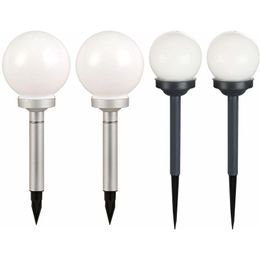 etc-shop 4x LED Solar Kugel Leuchten Garten Weg Beet Beleuchtung Außen Erdspieß Steck Lampen weiß