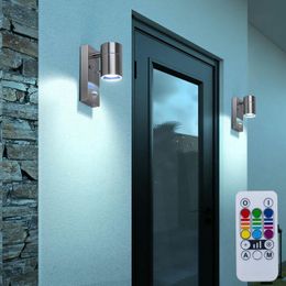 etc-shop 2er Set RGB LED Down Strahler Bewegungssensor Fernbedienung Außen Wand Lampen Fassaden Spots dimmbar