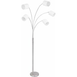 etc-shop Design Stehleuchte Stoffschirm Wohnzimmer Beleuchtung Standleuchte Lampe sandfarben, Spots schwenkbar, 5x E14, LxBxH 84x130x204 cm