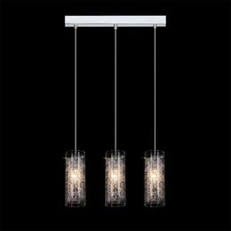 Ibiza - Moderne hängende Pendelleuchte Chrom 3 Licht mit Glasschirm, E14 - Italux