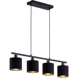 etc-shop - Hänge Lampe Fernbedienung Textil Decken Pendel dimmbar schwarz gold im Set inkl rgb led Leuchtmittel