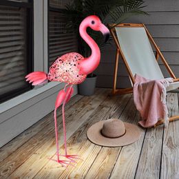 Globo Solarlampen für Außen Figur Garten Skulptur Außenleuchte Solar Gartenlampen Flamingo Form, mit Erdspieß pink, 1x led, h 74 cm