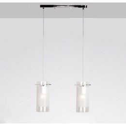 Italux - Blend - Moderne hängende Pendelleuchte Chrome 2 Light mit weißem, klarem Farbton, E27
