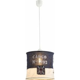 etc-shop - Pendelleuchte Hängelampe Textil Lampenschirm Leuchte Innen Beleuchtung, blau, weiß, 1x led, 9,5 Watt, 810 lm (Lumen), h 26 cm