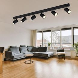 Globo Deckenleuchte Spotleiste Deckenstrahler 6-flammig Wohnzimmerleuchte, Deckenlampe mit verstellbaren Spots, Metall schwarz, 6x GU10, LxBxH 115x6x12 cm