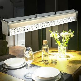 etc-shop Pendelleuchte Glas Kristalle Hängelampe Chrom Pendellampe Höhenverstellbar, 1x led 20 Watt 1800 Lumen warmweiß, l 78 cm