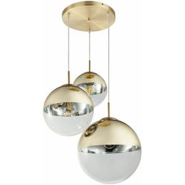 etc-shop - Design Hänge Lampe Decken Leuchte Wohn Zimmer Glas Kugel Strahler gold im Set inkl. led Leuchtmittel