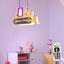 etc-shop - led Kinderzimmerlampe Hängelampe Schubraupe Bagger Hängeleuchte Bulldozer Pendellampe schwarz gelb rgb Farbwechsler dimmbar