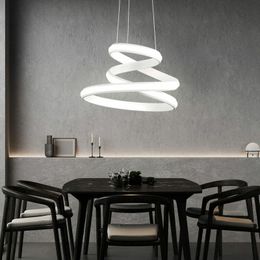 etc-shop Pendelleuchte Lampen Deckenlampen Wohnzimmer hängend Esstischlampe Modern weiß led Hängelampe dimmbar, Metall geschwungen, 32W 2000Lm warmweiß, DxH