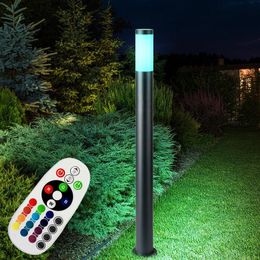 etc-shop Steh Lampe fernbedienung Außen Garten Edelstahl Leuchte dimmbar im Set inkl. rgb led Leuchtmittel