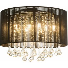 Globo - led Decken Hänge Leuchte Glas Kristall Wohn Zimmer Pendel Lampe Seide schwarz 15095D