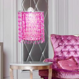 etc-shop - Hängelampe Hängeleuchte Kinderlampe Pendelleuchte Kinderzimmerleuchte, Kristalldekor Textilschirm pink, 1x E27 Fassung, DxH 22,5x129cm