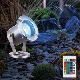 Globo - Gartenleuchte GU10 mit Erdspieß Außenstrahler Boden Gartenstrahler IP65 Strahler schwenkbarem, dimmbar Fernbedienung, rgb led 3,5W 290Lm, DxH