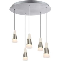 Globo - Hängeleuchte Esszimmer Esstischleuchte satiniert Deckenleuchte hängend, Metall, 5x led 5W 300Lm warmweiß, DxH 30x100 cm