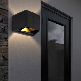 Globo Außenleuchte Solarlampe Außenwandleuchte LED Wandstrahler Fassadenleuchte Gartenleuchte LED schwarz, auf- und abwärts leuchtend, 6W 40lm warmweiß