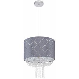 etc-shop Hängeleuchte Deckenlampe led Wohnzimmer hängend Pendelleuchte mit Kristall, Lichteffekt Samt grau, 1x E27 1x 11W 1x 1055lm 3000K, DxH 35 x 150 cm