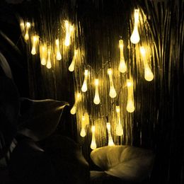 Globo Led Solar Lichterkette Aussen Solarlampe Garten Dekoration, Akku Erdspieß, Tropfen Design klar, 40x led warmweiß, l 280 cm