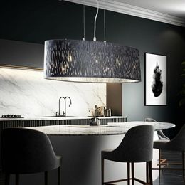 etc-shop - Decken Pendel Lampe grau Wohn Zimmer Beleuchtung Samt Hänge Leuchte silber im Set inkl. led Leuchtmittel