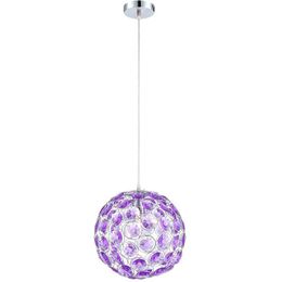 etc-shop Kristall Decken Pendel Leuchte purple Wohn Zimmer Hänge Kugel Lampe im Set inkl. rgb led Leuchtmittel
