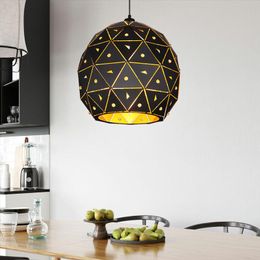 etc-shop Hängelampe Pendelleuchte Hängeleuchte Wohnzimmerlampe Esszimmerleuchte, K9 Kristalle schwarz Metall klar, E27, d 40 cm