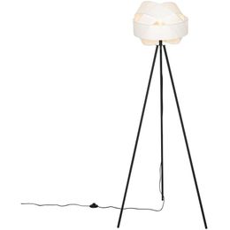 Qazqa Moderne Stehlampe weiß - Stoff - Weiß