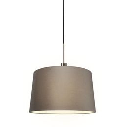 Qazqa Moderne Hängelampe Stahl mit Schirm 45 cm Taupe - Combi 1 - Taupe