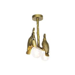 Qazqa - Vintage Messing Deckenlampe 2-flammig - Papegoje - Gold/Messing