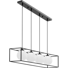 Uniprodo - Pendelleuchte mit vier Glaskugeln G9 25 w Pendellampe Hängelampe Deckenlampe - Schwarz, Weiß