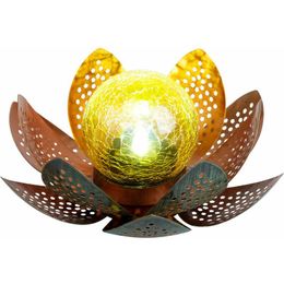 Globo Garten Außenlampen Solarleuchte dekorative led Solarleuchte im Lotusblüten Design, Glaskugel goldfarben, led, 22cm, Terrasse