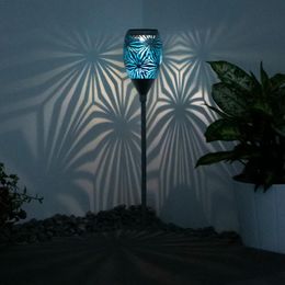 etc-shop Led Solar Steck Leuchte blau silber Außen Garten Deko Lampe Hof Strahler Erdspieß