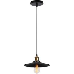 Pendelleuchte Schwarz Hängelampe mit Ø22cm Lampenschirm Kronleuchter Art Edison Lampe E27 Fassung für Loft Wohnzimmer Esszimmer