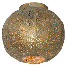 Qazqa - Orientalische Deckenleuchte Gold mit Grün 28,5 cm - Baloo - Grün