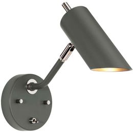 etc-shop Wandlampe Leuchte Stahl Messing Grau h 23,8cm Flurlampe 1 Flammig Spot beweglich