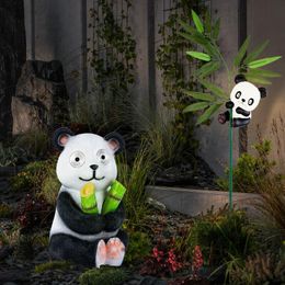 etc-shop Led Solarleuchte Gartendeko Außenlampe Gartenleuchte, mit Erdspieß, Panda schwarz weiß, Erdspieß, warmweiß, 2er Set