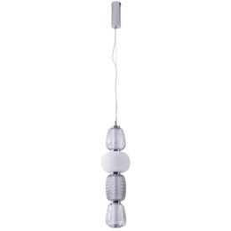 LUCANDE - Fedra LED-Hängeleuchte mit Glasschirmen - hellgrau, weiß, chrom