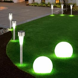 etc-shop 8er Set Solar Steck Lampen Kugel Strahler Garten Weg Beleuchtung Terrassen Außen Leuchten