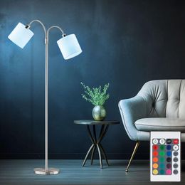 etc-shop Led Stehlampe dimmbar mit Fernbedienung Textil Standlampe weiß Wohnzimmerlampe Stehleuchte Schlafzimmerlampe, rgb Farbwechsel, 2x 8,5W 2x 806lm