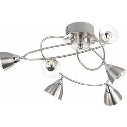 Deckenlampe Deckenleuchte Esszimmerlampe Designlampe, 6-flammig, geschwungen, Metall, silber, led 4,5W 320lm 3000K, LxH 56,5x28 cm Wofi