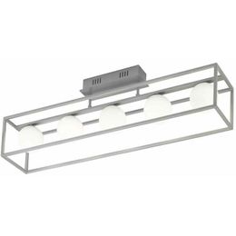 Deckenleuchte Wohnzimmerlampe led Glas Deckenlampe silber Deckenlampe, Metall Glas , 5x led 3,5W 320Lm 3000K, HxBxT 24x87x16 cm Wofi 9341.05.64.8000