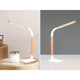 Trio Led Schreibtischleuchte norris Weiß mit Holz, Höhe 42cm