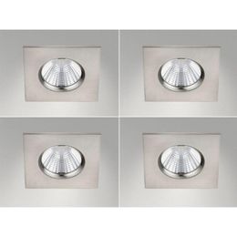 Trio Leuchten - Eckiger led Deckeneinbaustrahler 4er Set dimmbar in Silber matt, IP65