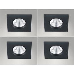 Trio Leuchten - Eckiger led Deckeneinbaustrahler 4er Set dimmbar in Schwarz matt, IP65