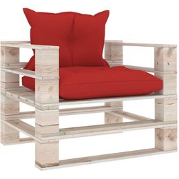 Prolenta Premium - Outdoor-Sofa Paletten mit Kissen in Rot - Rot