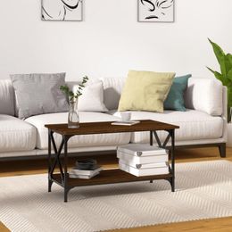 Couchtisch,Sofatisch Kaffeetisch, Wohnzimmertisch im Industrie-Design Braun Eichen-Optik 80x45x45 cm Holzwerkstoff Eisen -FV74492 - Braun