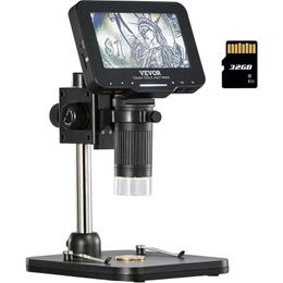 Digital Mikroskop mit HD-Bildschirm 50X-1000X Vergrößerung Auflichtmikroskop usb Mikroskop 8 led, 2 Millionen Pixeln, 1080P Videoauflösung,