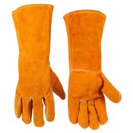 Minkurow - Schweißhandschuhe Hitzebeständige Handschuhe Feuerfeste Handschuhe für Holzbrenner Kuhspaltleder Schweißhandschuhe Rigger Handschuhe bbq