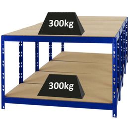 Mega Deal 4x Werkbank Tiger 300 kg pro Fachboden HxBxT 90x140x60 cm Blau - Blau