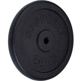 ScSPORTS® Hantelscheiben - Einzeln, 30kg, Ø 30/31mm, Gusseisen, Schwarz - Hantelscheibe, Gewichtsscheiben, Fitness Scheiben, Gewichte für Hantel,